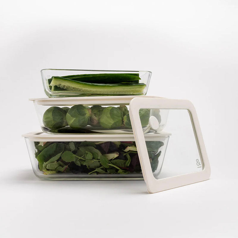 Seed & Sprout Eco Stow Rectangular Glass Container Set | Geelong ...